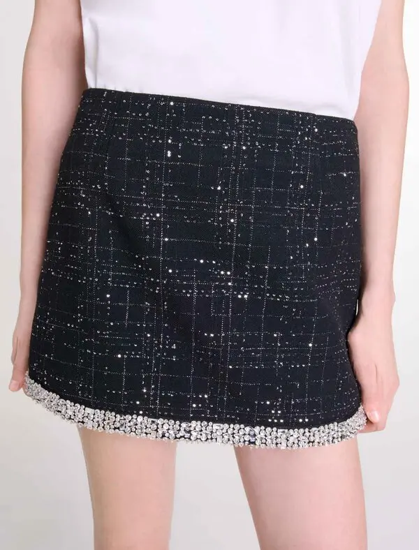Maje Sequined Tweed Skort