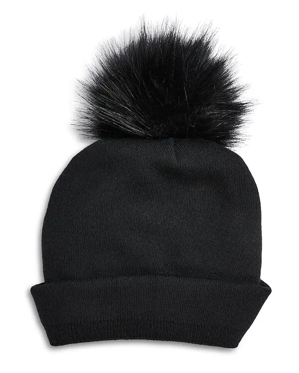 KYI KYI Wool & Cashmere Faux Fur Pom-pom Beanie - Black