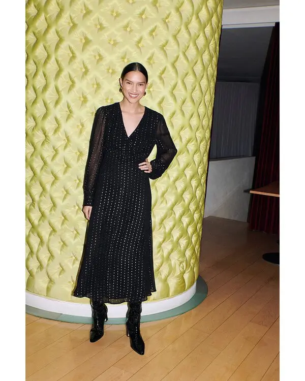 Whistles Metallic Stripe Midi Dress