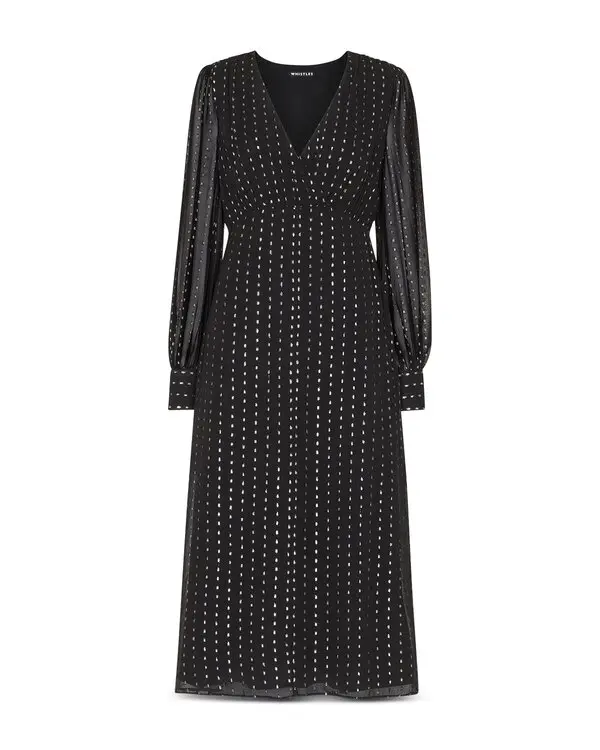 Whistles Metallic Stripe Midi Dress