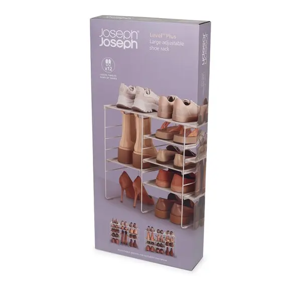 JOSEPH JOSEPH Level Plus Adjustable Shoe Rack, Stores 12 Pairs