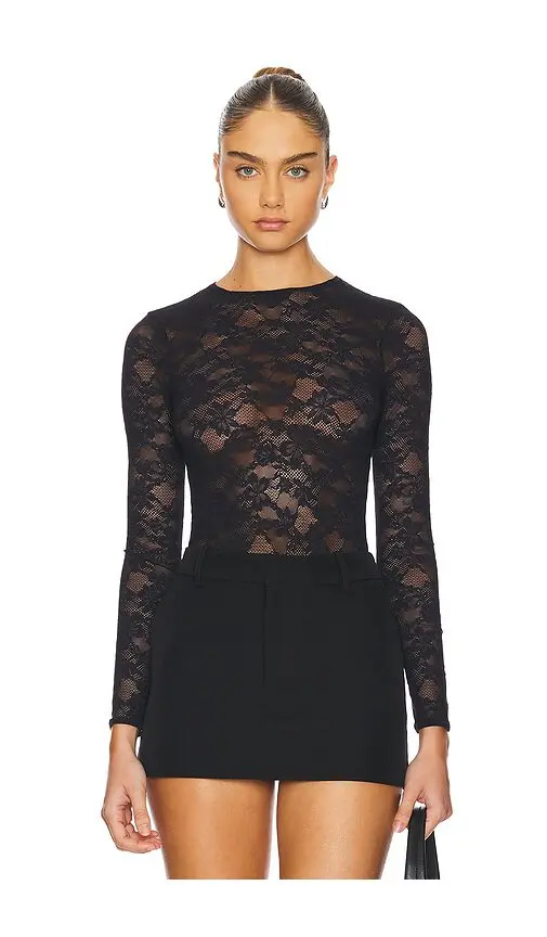 FLEUR DU MAL Le Stretch Long Sleeve Bodysuit - Black