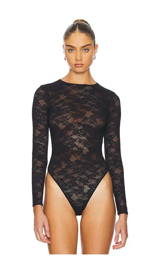 FLEUR DU MAL Le Stretch Long Sleeve Bodysuit - Black