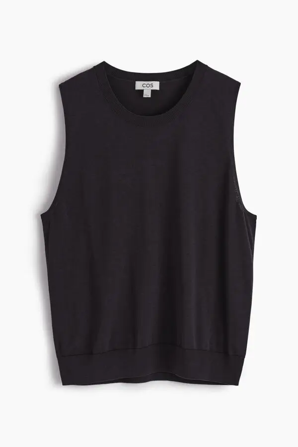 Cos Relaxed Knitted Silk Vest - Brown
