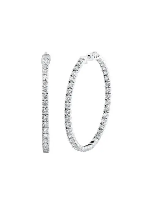 BLISS DIAMOND 8.00ct Lab Grown Diamond Hoop Earrings 14k Gold - 14k White Gold