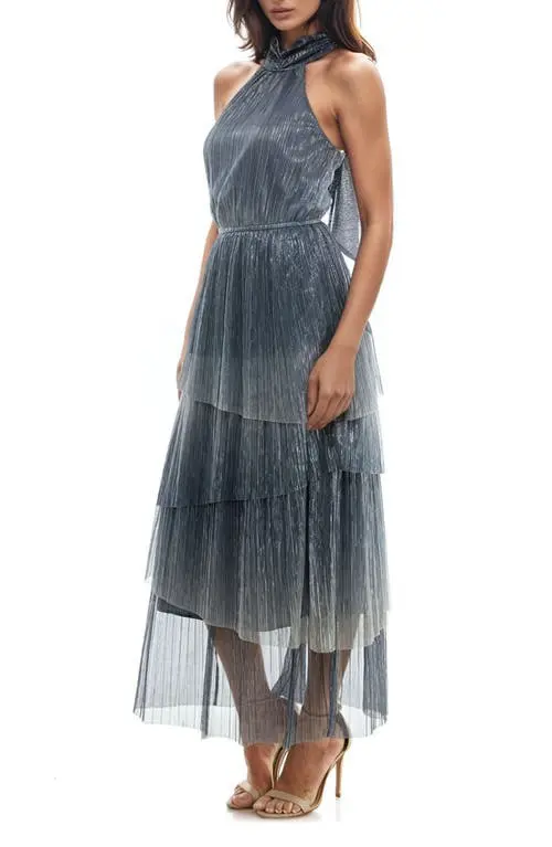 knee length dresses for ladies Gold Kaleah Metallic Maxi Dress