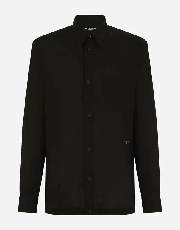 Dolce & Gabbana Back Linen Embroidered Shirt - Black