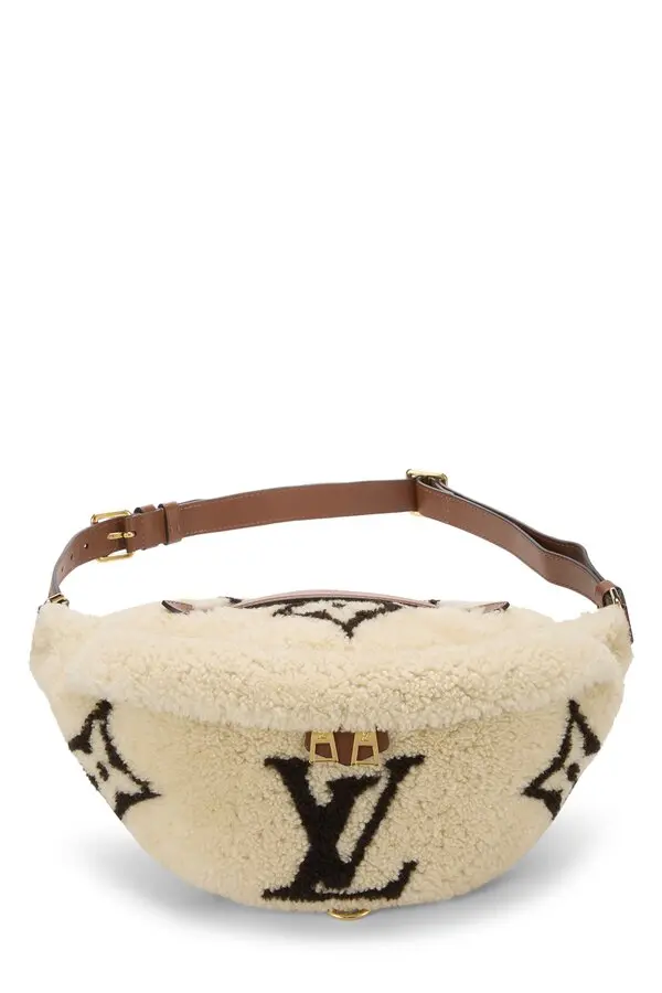 LOUIS VUITTON Natural Shearling Monogram Teddy Bumbag - Brown