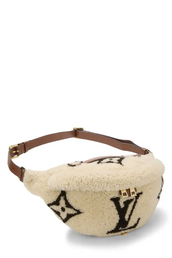 LOUIS VUITTON Natural Shearling Monogram Teddy Bumbag