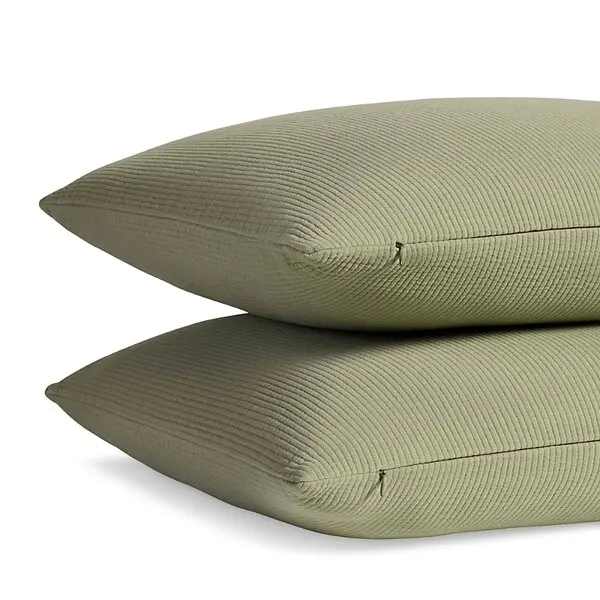 BROOKLINEN Ribbed Matelasse Standard Sham, Set Of 2 - Fresh Moss