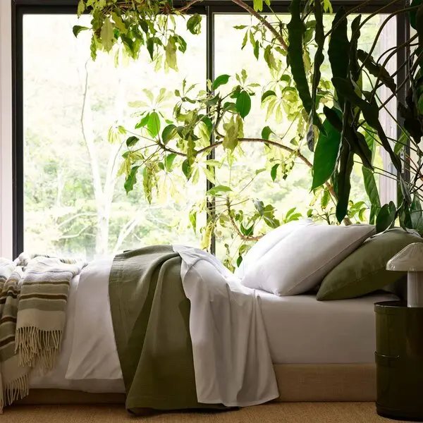 BROOKLINEN Ribbed Matelasse Standard Sham, Set Of 2 - Fresh Moss