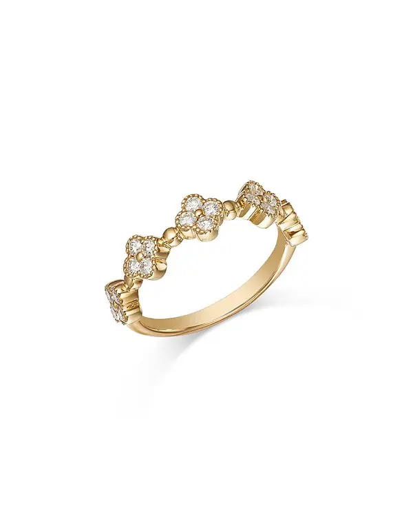 Bloomingdale'S 14k Yellow Diamond Clover Band Ring - Gold