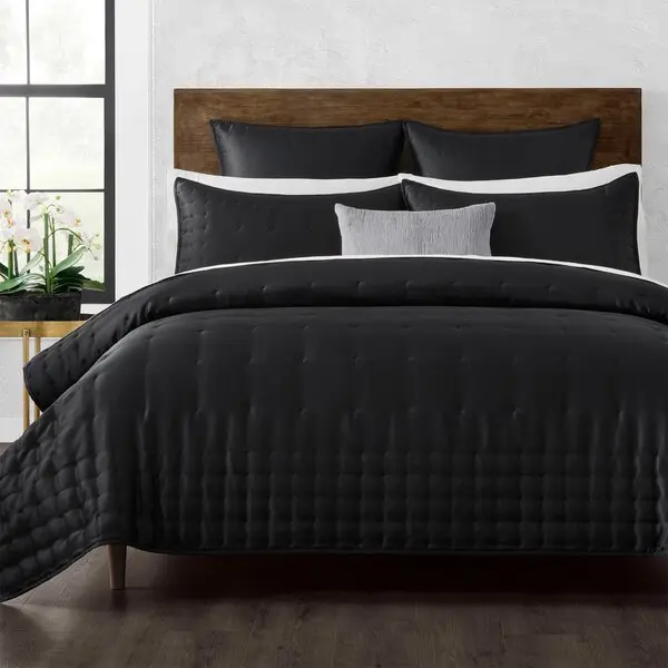 Donna Karan New York Hammered Silk King Sham - Black