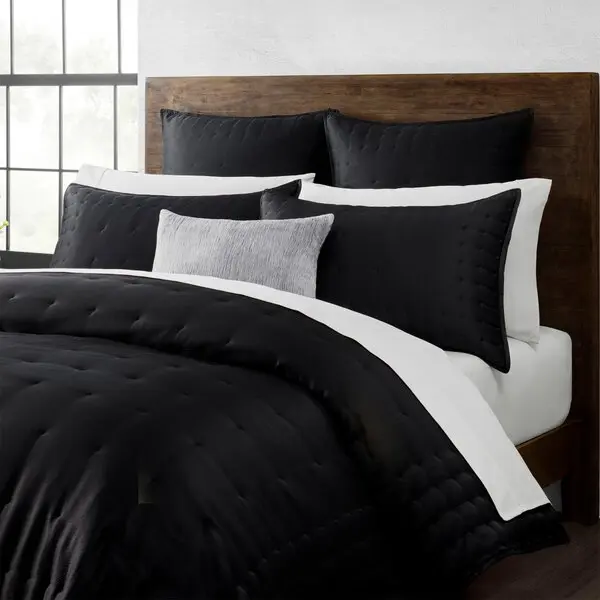 Donna Karan New York Hammered Silk King Sham - Black
