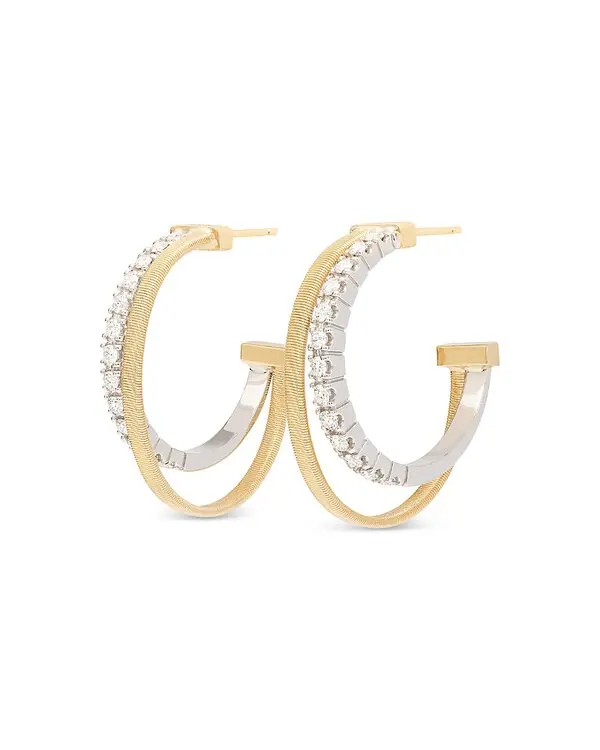 Marco Bicego 18k Gold And Diamond Masai Double Hoop Earrings - Gold/white
