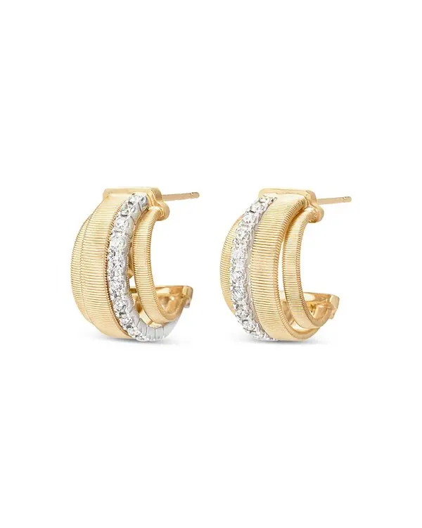 Marco Bicego 18k Yellow Gold Masai Diamond Huggie Earrings - Gold/white