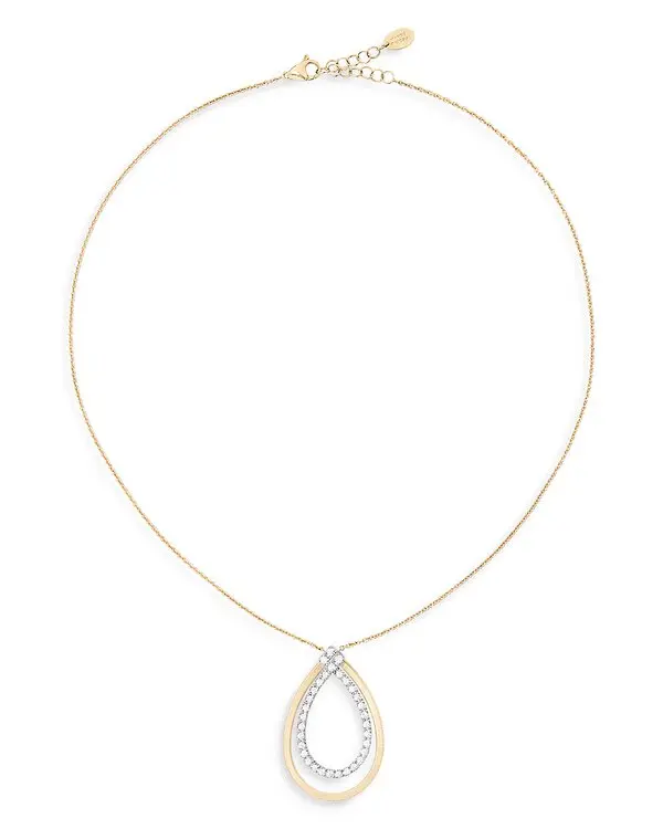 Marco Bicego 18k Yellow Gold Masai Diamond Double Pear Pendant Necklace - Gold/white