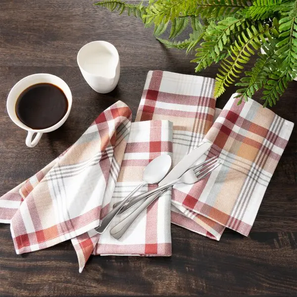 ELRENE HOME FASHIONS Seneca Plaid Harvest Cotton Napkins, Set Of 8