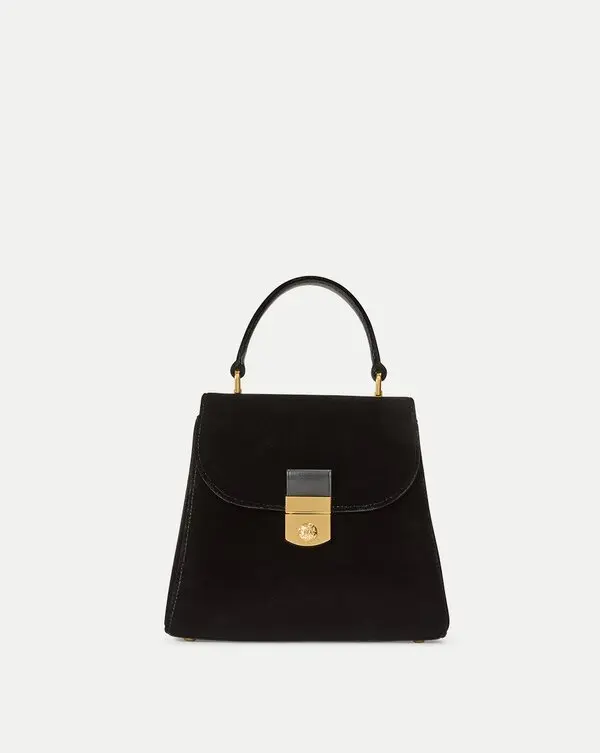 Veronica Beard Crest Lock Velvet Top Handle Bag
