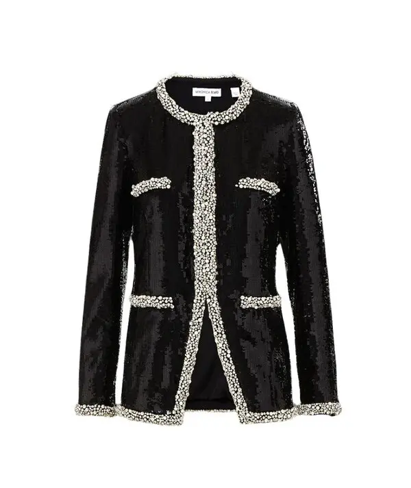 Veronica Beard Alessia Pearl-trim Sequin Jacket