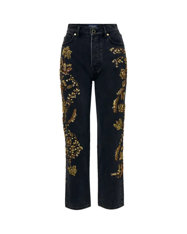 Veronica Beard Daniela Embellished Straight-leg Jeans - Washed Onyx