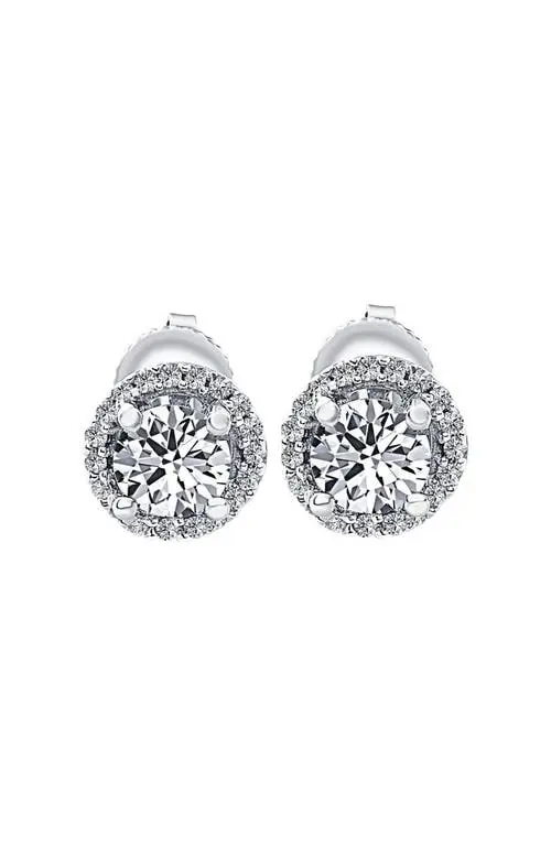 BLISS DIAMOND 1/2 Ct. T.w. Lab Grown Diamond Halo Stud Earrings - 10k White Gold