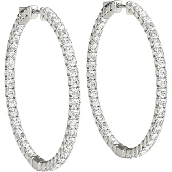 BLISS DIAMOND 1.75 Ct. Lab Grown Diamond Hoop Earrings - 14k White Gold