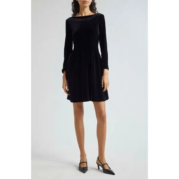 Emporio Armani Cinched Waist Velvet Dress
