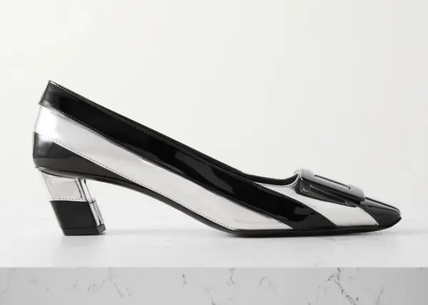 ROGER VIVIER Belle Vivier Embellished Striped Metallic And Patent-leather Pumps - Silver