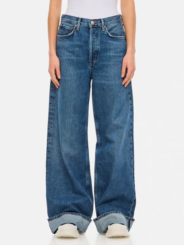 AGOLDE High Rise Wide Leg Jeans - Blue