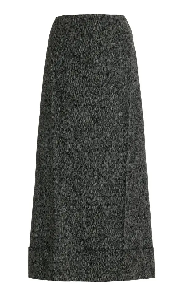 Prada Wool Mouliné Midi Skirt - Black