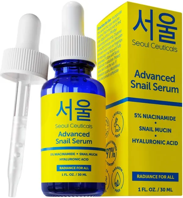 SEOUL CEUTICALS Korean Skin Care Advanced Snail Mucin Serum Niacinamide Serum K Beauty Skincare - No Color
