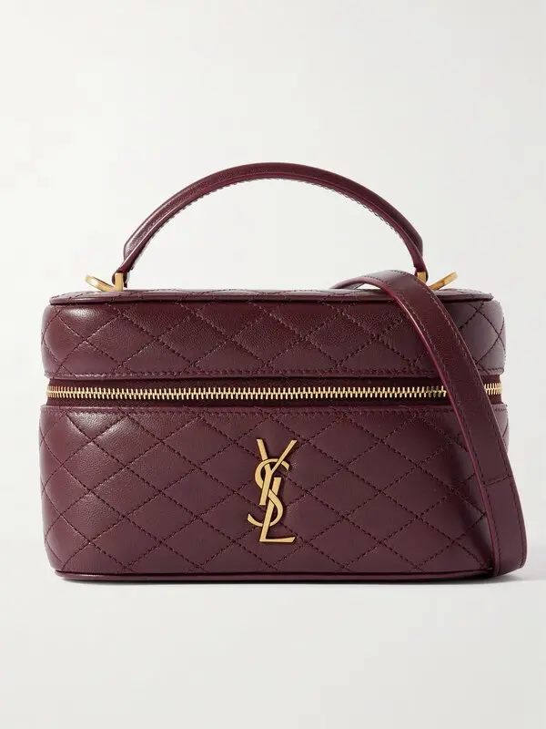 Saint Laurent Gaby Vanity Mini Quilted Leather Shoulder Bag - Burgundy