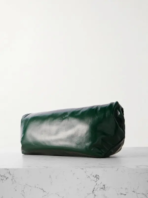 JIL SANDER Small Glossed Crinkled-leather Shoulder Bag