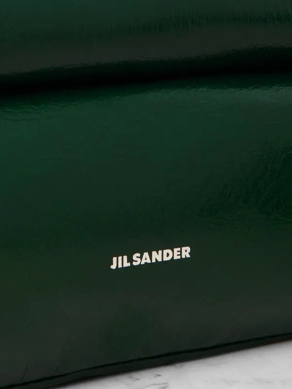 JIL SANDER Small Glossed Crinkled-leather Shoulder Bag