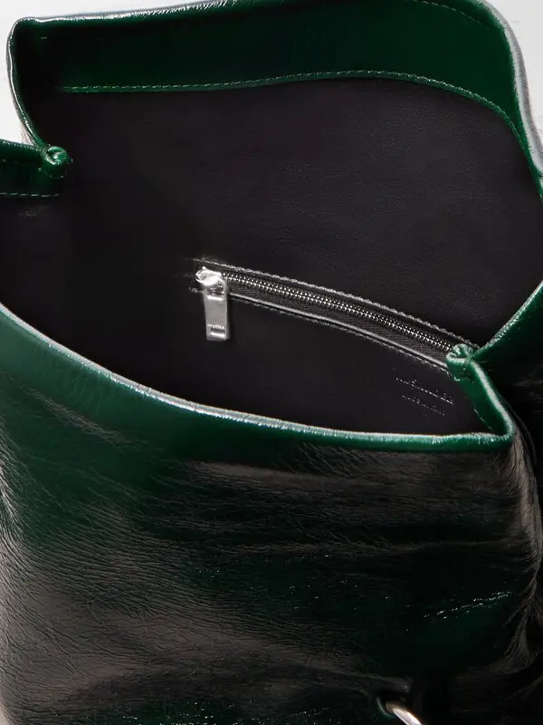 JIL SANDER Small Glossed Crinkled-leather Shoulder Bag