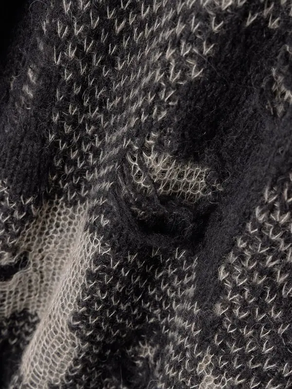 Our Legacy Sonar Distressed Checked Knitted Sweater