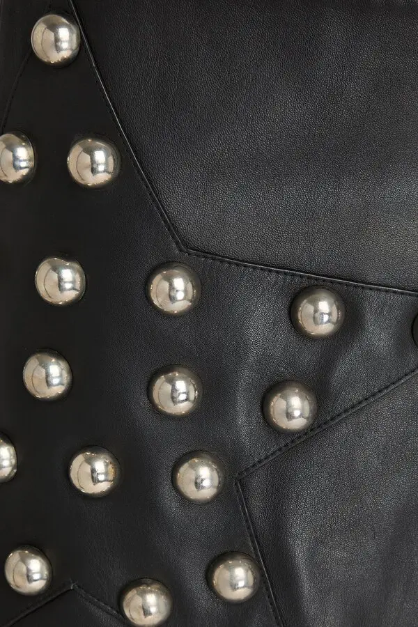 AREA Studded Embellished Leather Mini Skirt