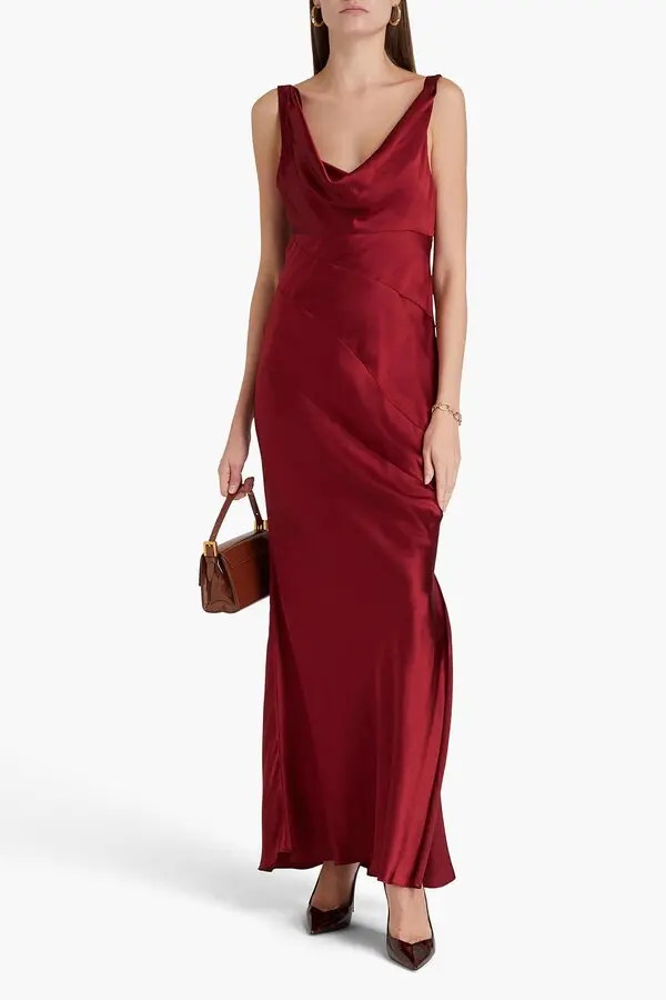 Nicholas Draped Silk-Blend Satin Gown - Merlot - 65% Off | Editorialist