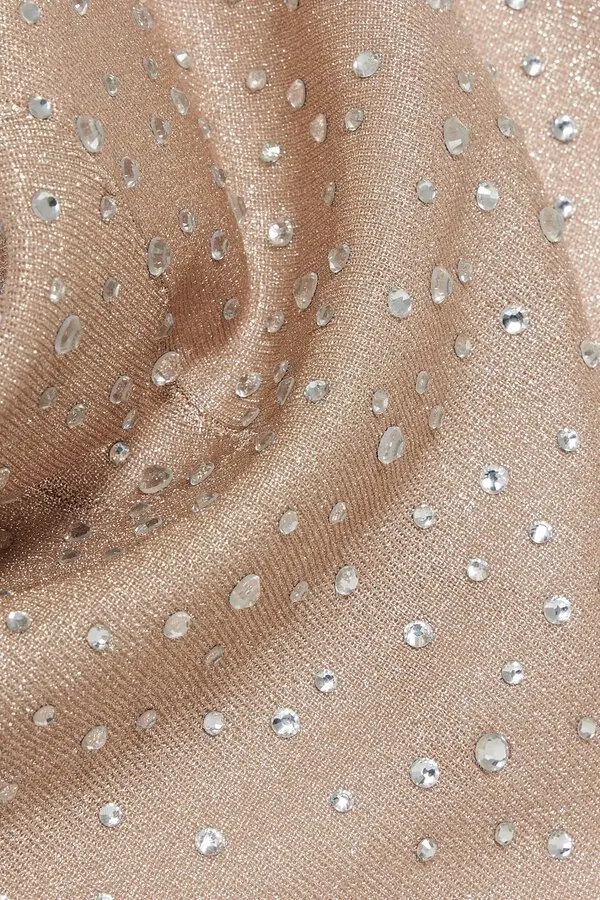 Retrofete Sear Crystal-embellished Metallic Knitted Midi Dress