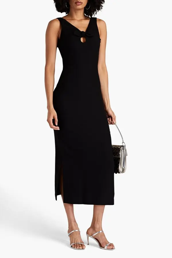 Saloni Cutout Bow-Detailed Crepe Midi Dress In Black - 85% Off |  Editorialist