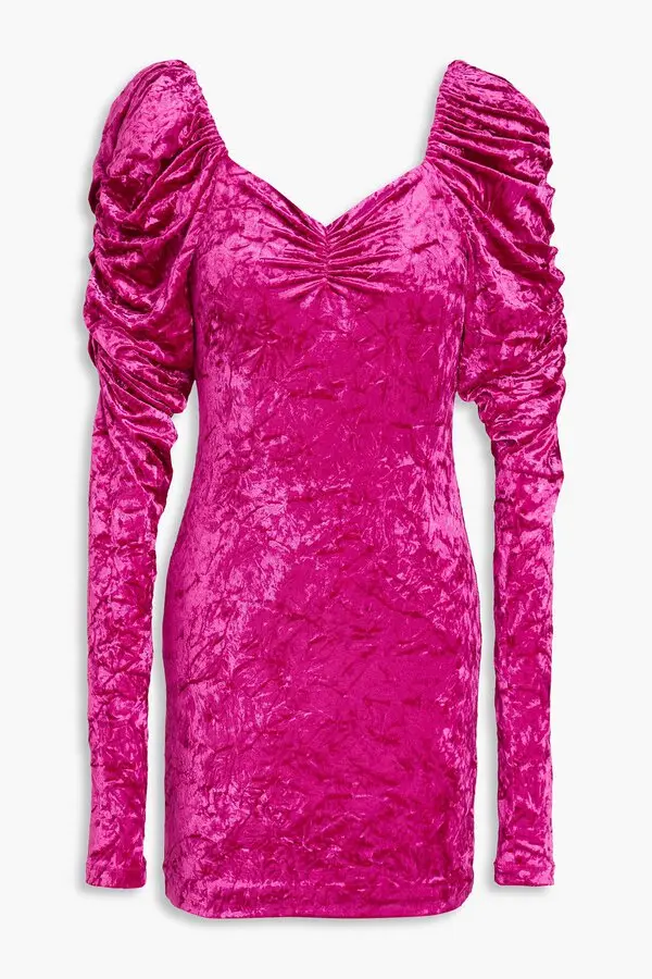 ROTATE BY BIRGER CHRISTENSEN Ruched Crushed-velvet Mini Dress