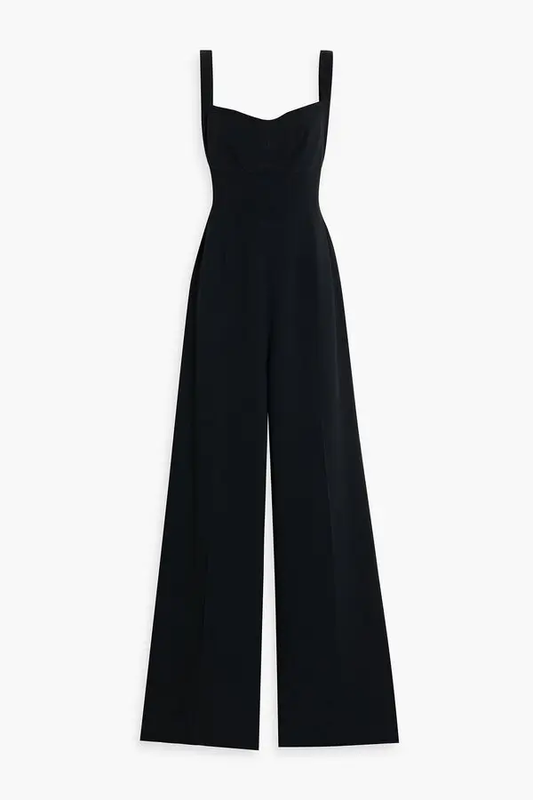 Saloni Rachel Crepe Wide-leg Jumpsuit - Black