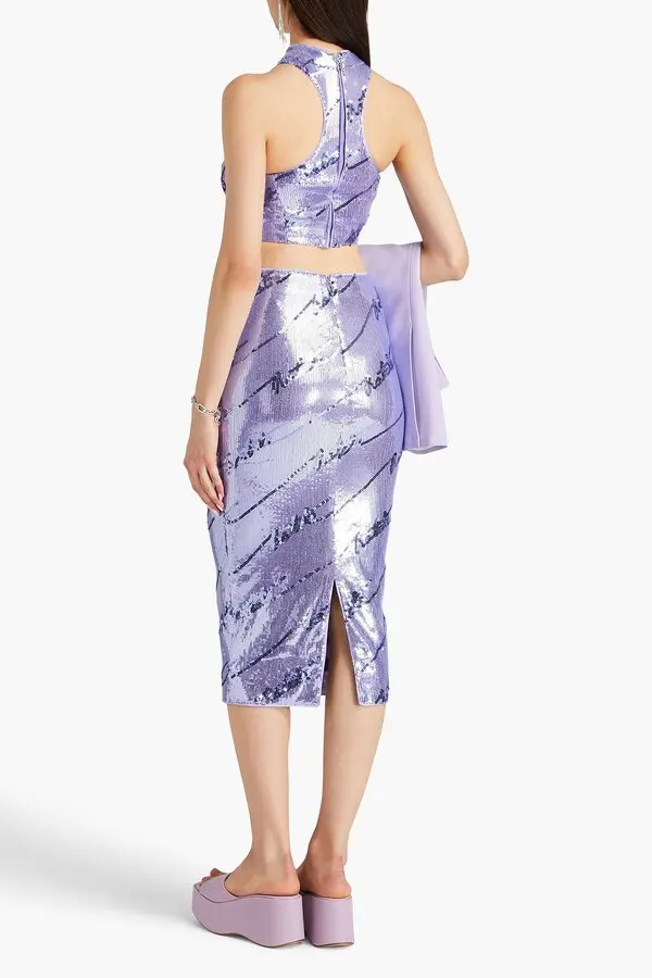 ROTATE BY BIRGER CHRISTENSEN Sequined Stretch-mesh Midi Skirt