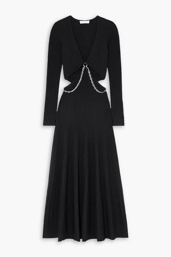 Simkhai Kathryn Cutout Embellished Ribbed-knit Midi Dress
