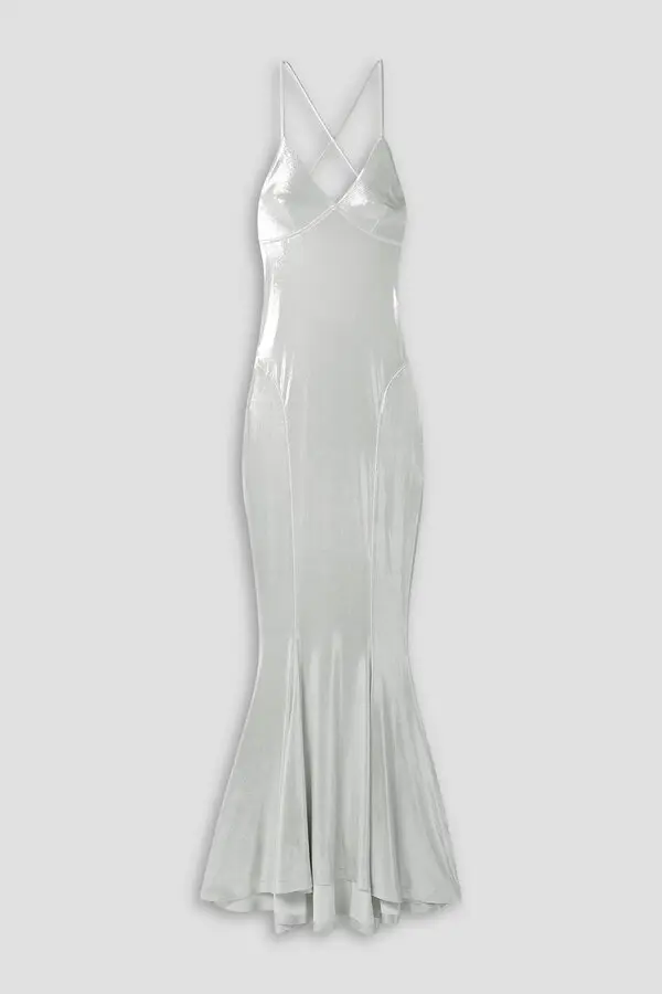 Norma Kamali Open-back Stretch-lamé Gown