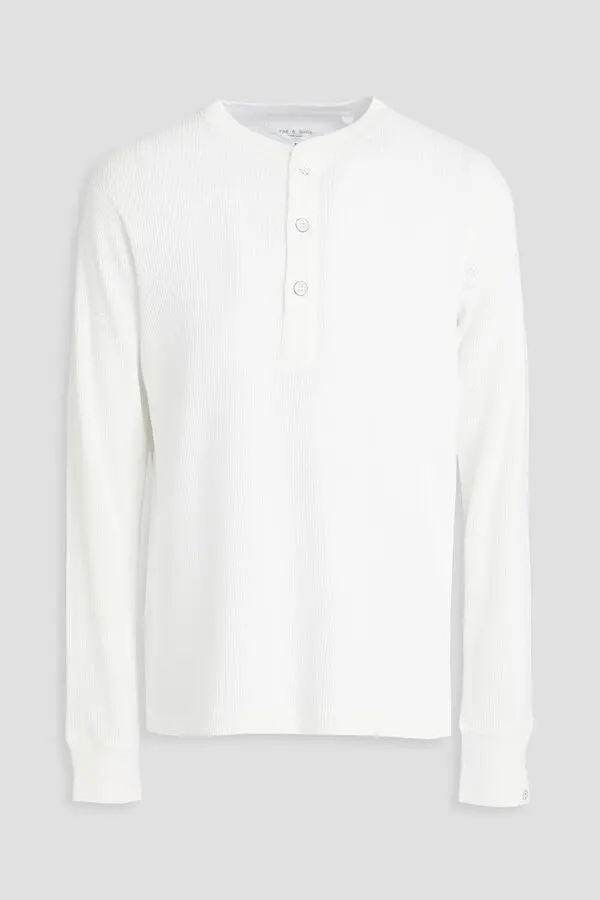 Rag & Bone Waffleknit Cotton Henley Tshirt - Ivory