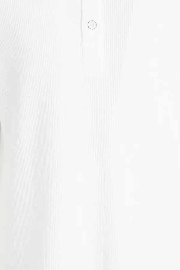 Rag & Bone Waffleknit Cotton Henley Tshirt - Ivory