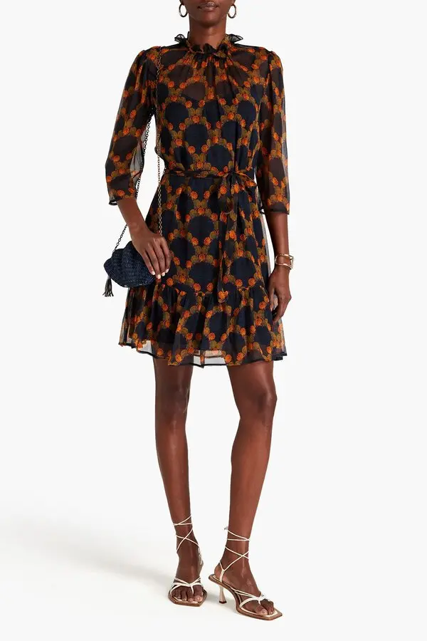 Saloni Melody Ruffled Printed Mini Dress