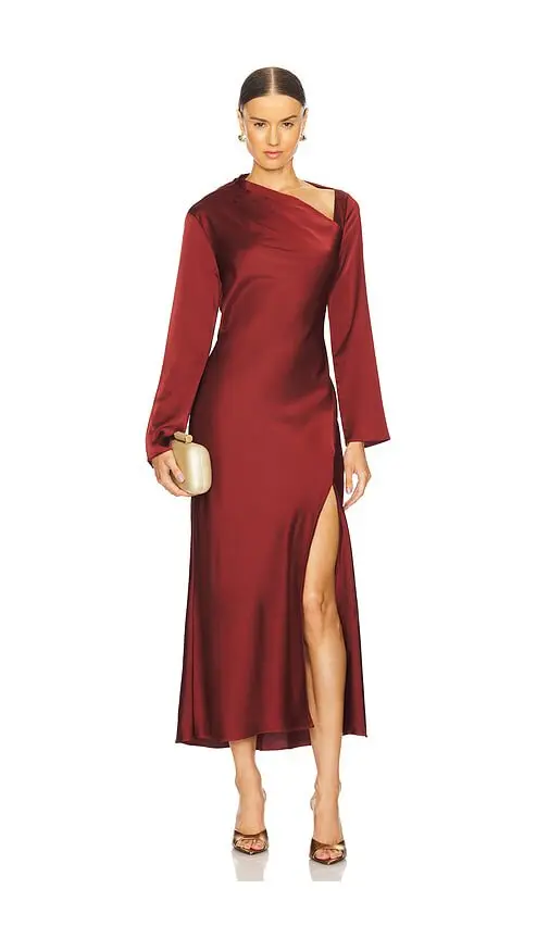 Astr The Label Catriona Asymmetrical Satin Dress